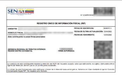 Consulta de Rif y domicilio fiscal del SENIAT [Actualización 2022]